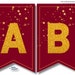 Printable Gold Glitter Alphabet and Numbers Bunting Banner Burgundy ...
