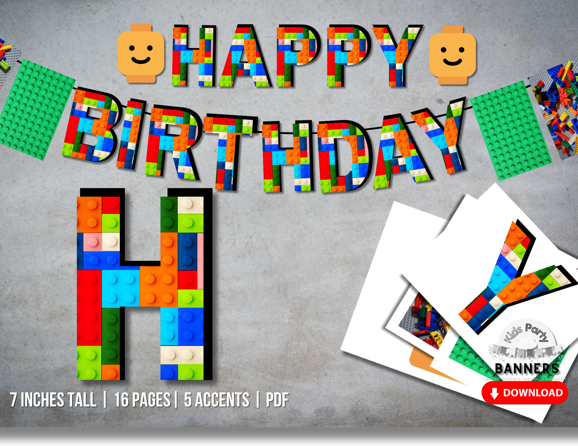 Building Block Birthday Banner, Brick Celebration Banner, Brick Party ...