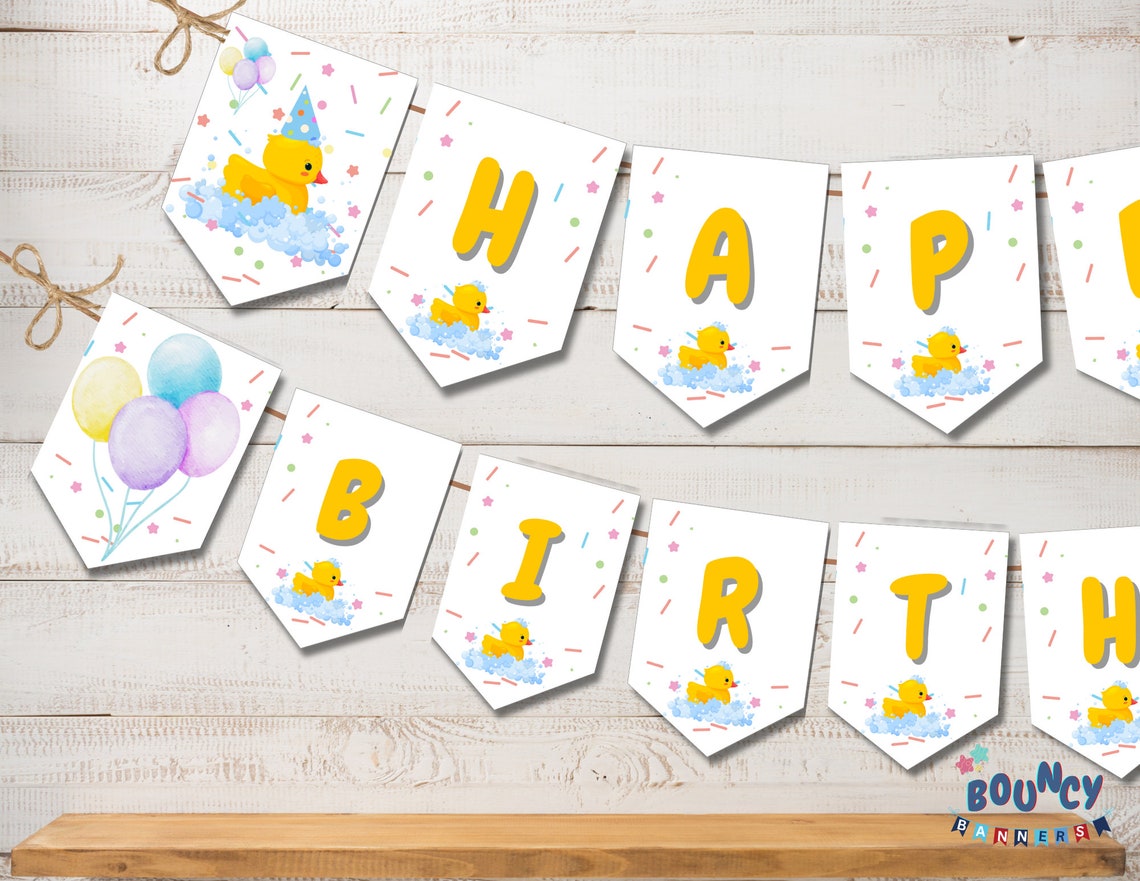 Rubber Duck Birthday Banner Flags Quack-tastic Celebration - Etsy