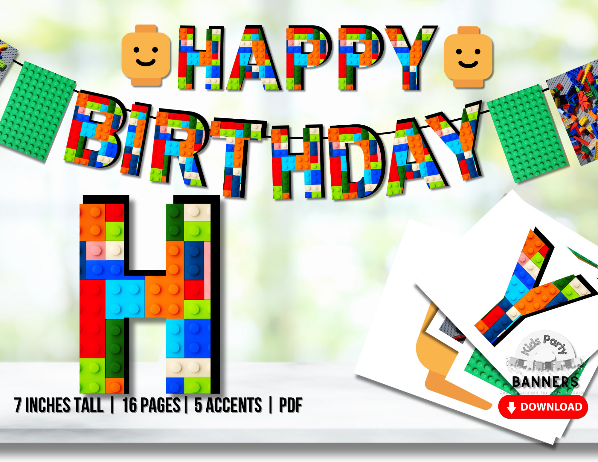 Building Block Birthday Banner, Brick Celebration Banner, Brick Party ...