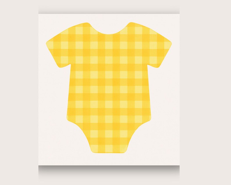 Yellow Gingham Baby Onesie Banner – Printable Baby Shower Decor ...