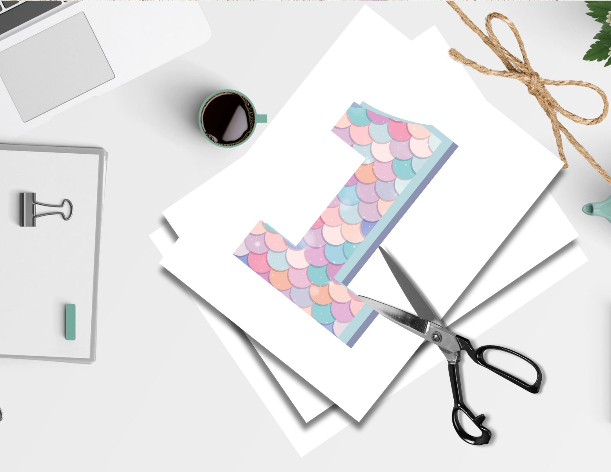 Mermaid Scales Numbers Banner Flags Printable Instant Download PDF ...