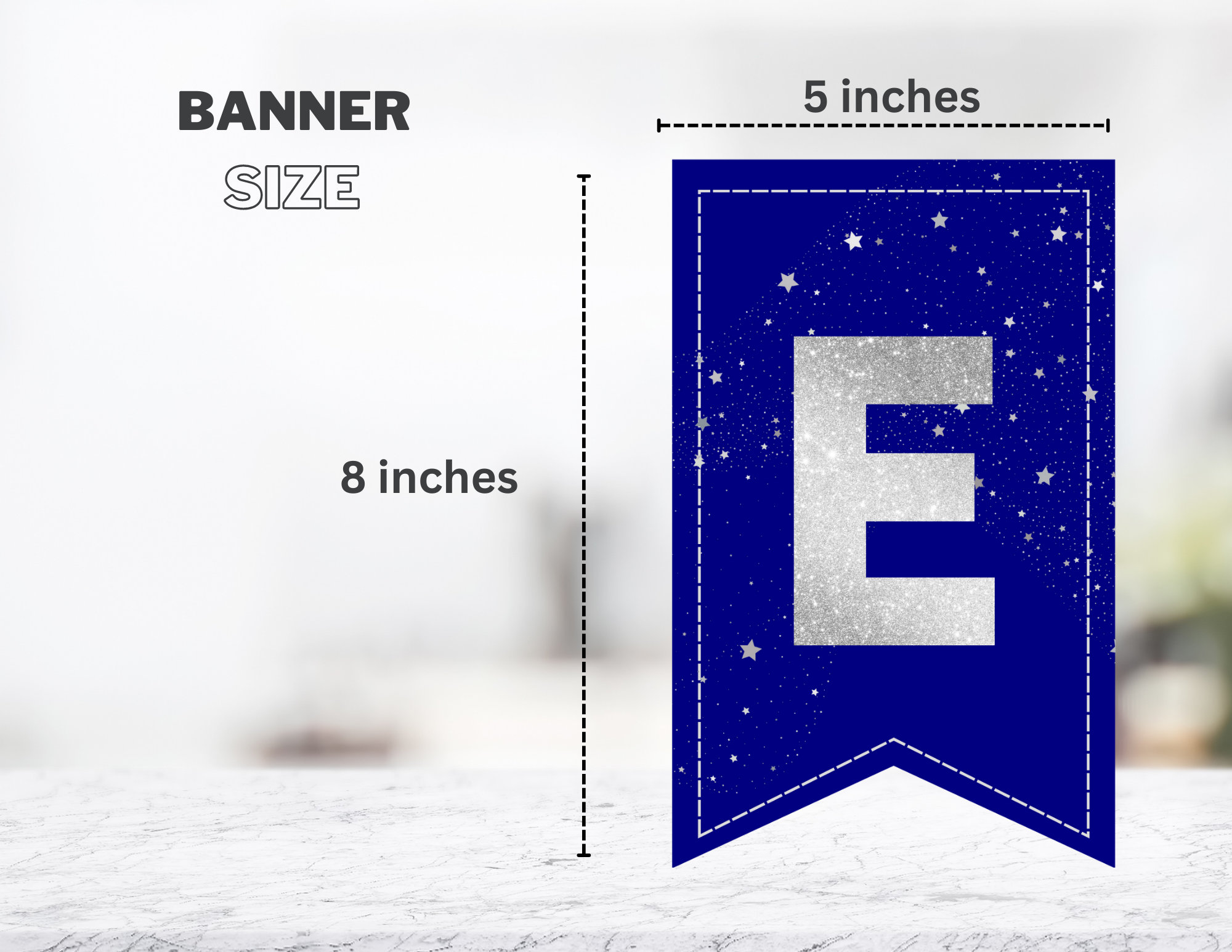 Silver Glitter on Navy Blue Background Party Bunting Banner Alphabet ...