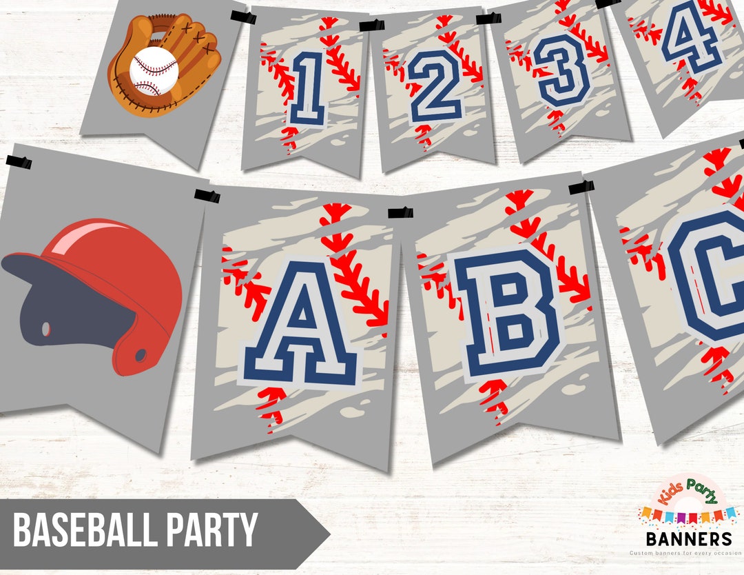 Baseball Party Banner Printables | Baseball Birthday Banner Downloads ...