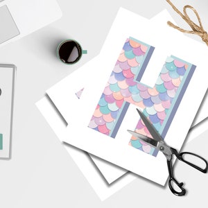 Mermaid Scales Alphabet Banner Flags - Printable Instant Download PDF ...