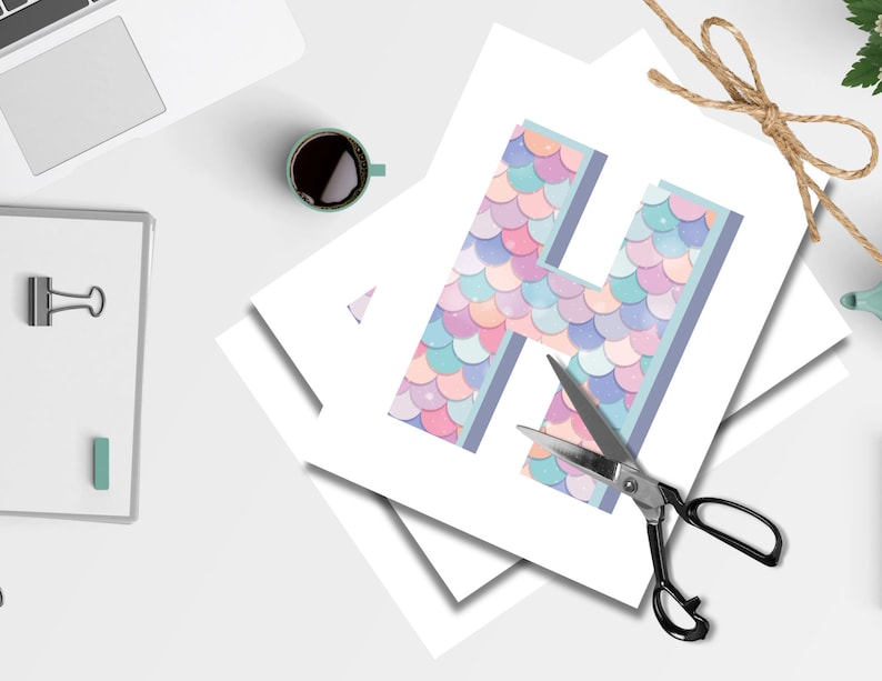 Mermaid Scales Alphabet Banner Flags Printable Instant Download PDF ...