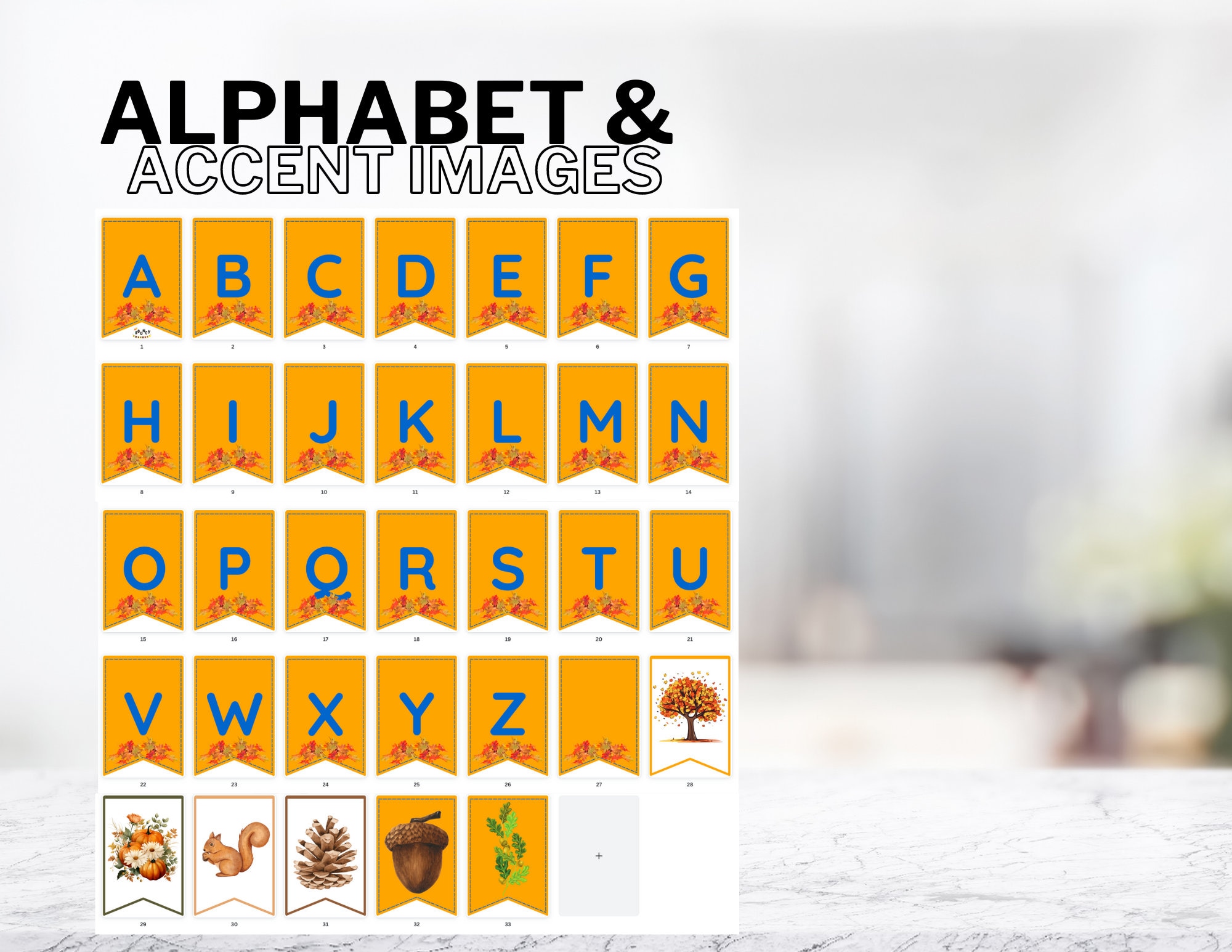 Printable Elegant Fall Alphabet Banner Deep Orange & Silver - Etsy