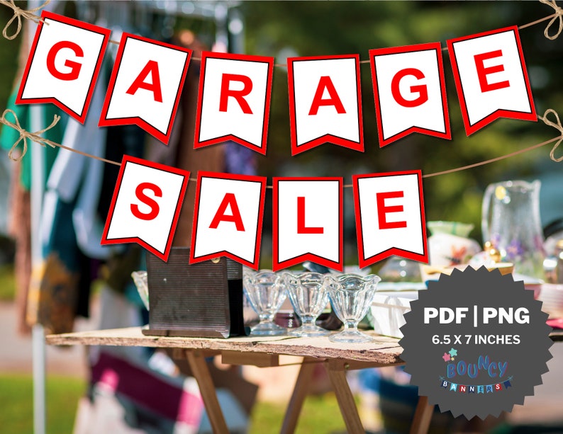 Garage Sale Banner Flags - Printable Digital Download - Bright Red ...