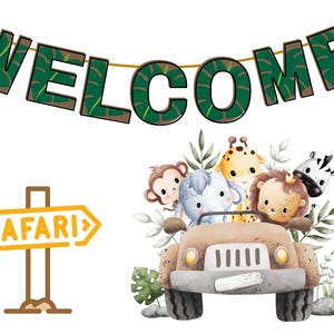 Jungle Safari Alphabet Letters A-Z | Monstera Leaf Printable Banner ...