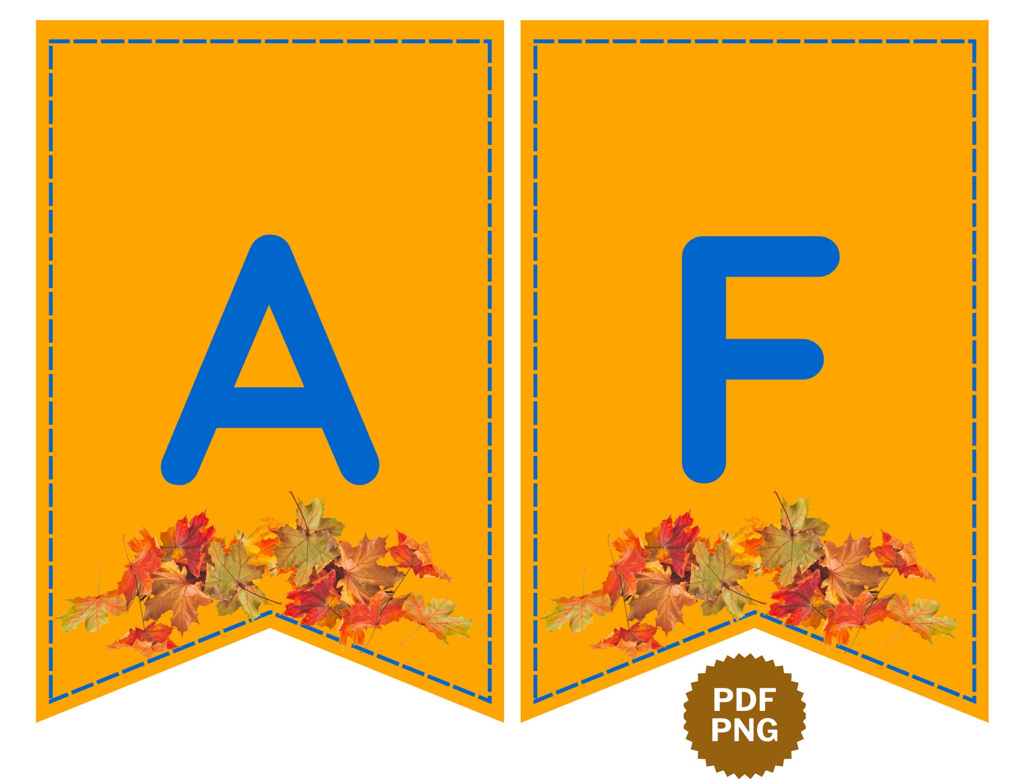 Printable Elegant Fall Alphabet Banner Deep Orange & Silver - Etsy