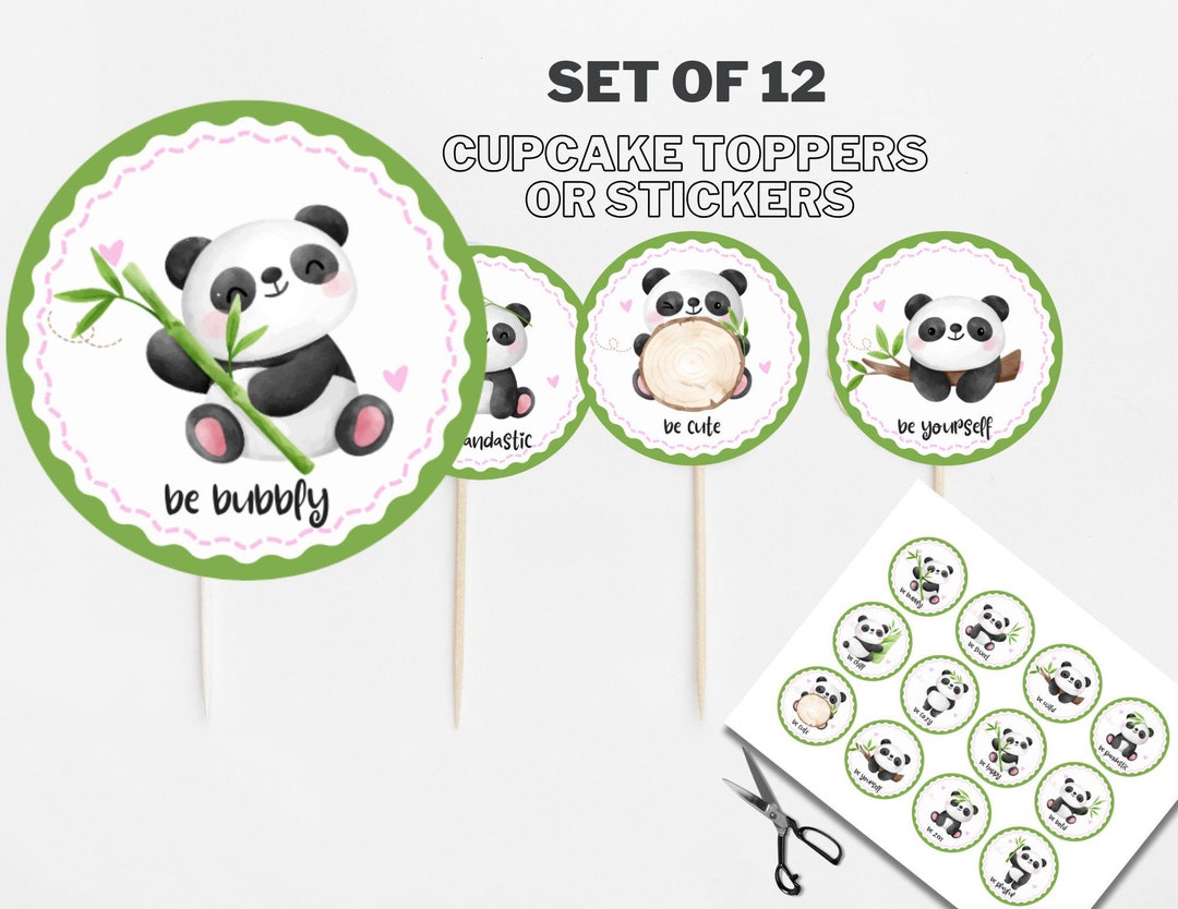 Cute Panda Cupcake Toppers and Stickers Printable, Birthday Baby Shower ...