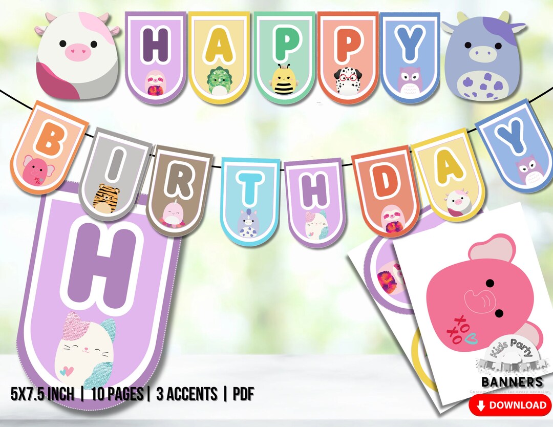 Squishmallow Birthday Banner Kids Party Banner I Printable - Etsy