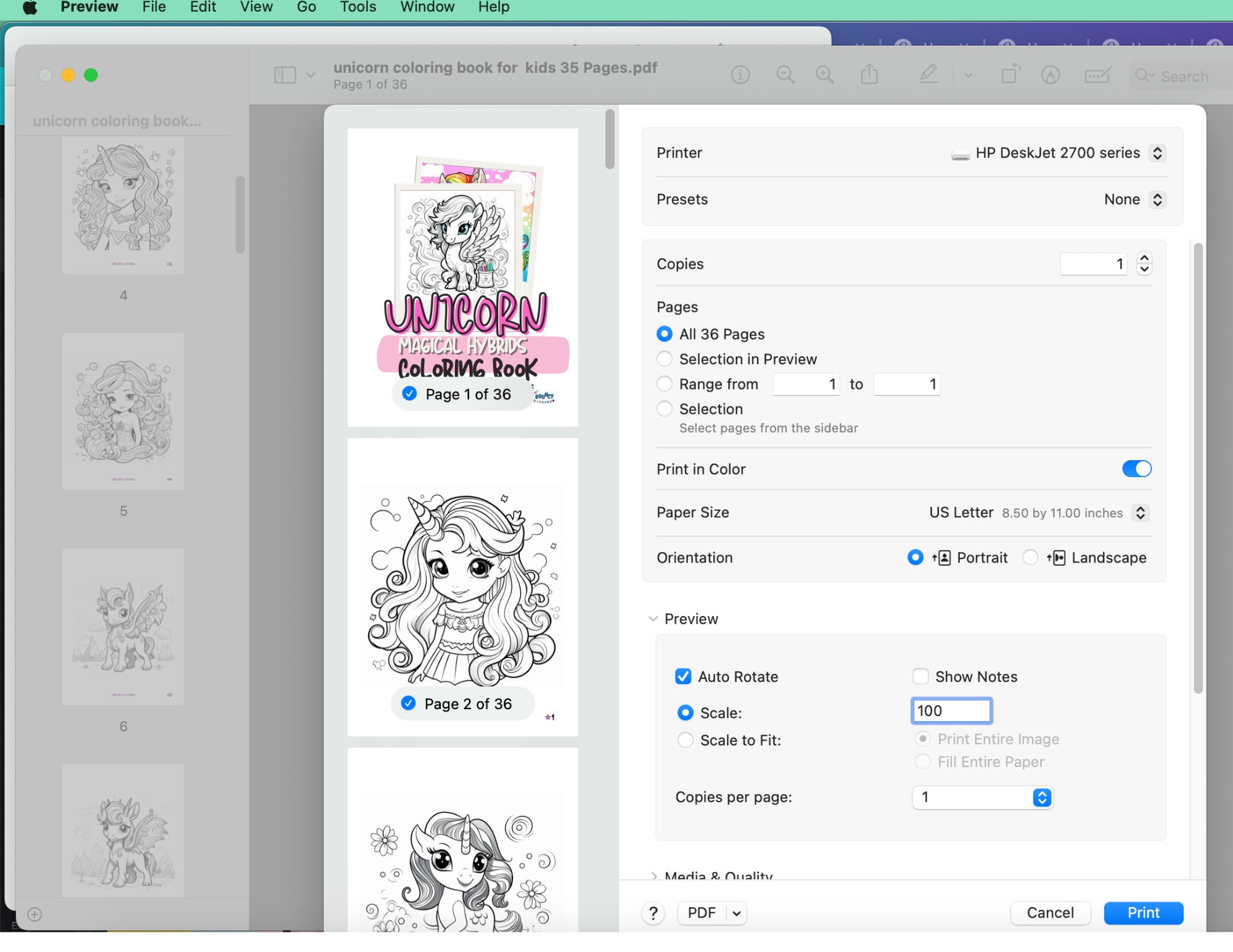 Unicorn Hybrid Coloring Pages for Unicorn Theme Party, 35 Pages, PDF, 8 ...