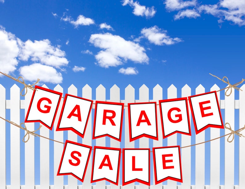 Garage Sale Banner Flags - Printable Digital Download - Bright Red ...
