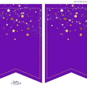 Royal Purple Banner Iridescent Font Gold Stars Confetti - Instant ...