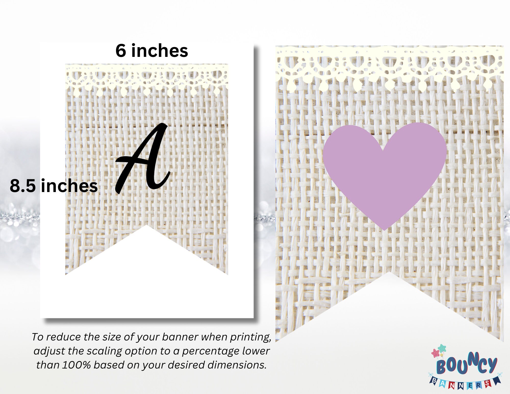 Rustic White Lace Burlap Alphabet Banner | Printable Instant Download ...