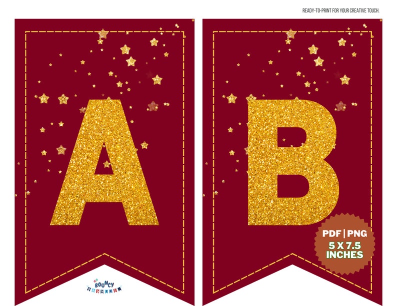 Printable Gold Glitter Alphabet and Numbers Bunting Banner - Etsy