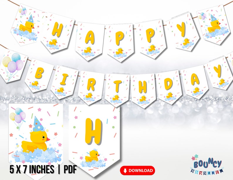 Rubber Duck Birthday Banner Flags Quack-tastic Celebration - Etsy