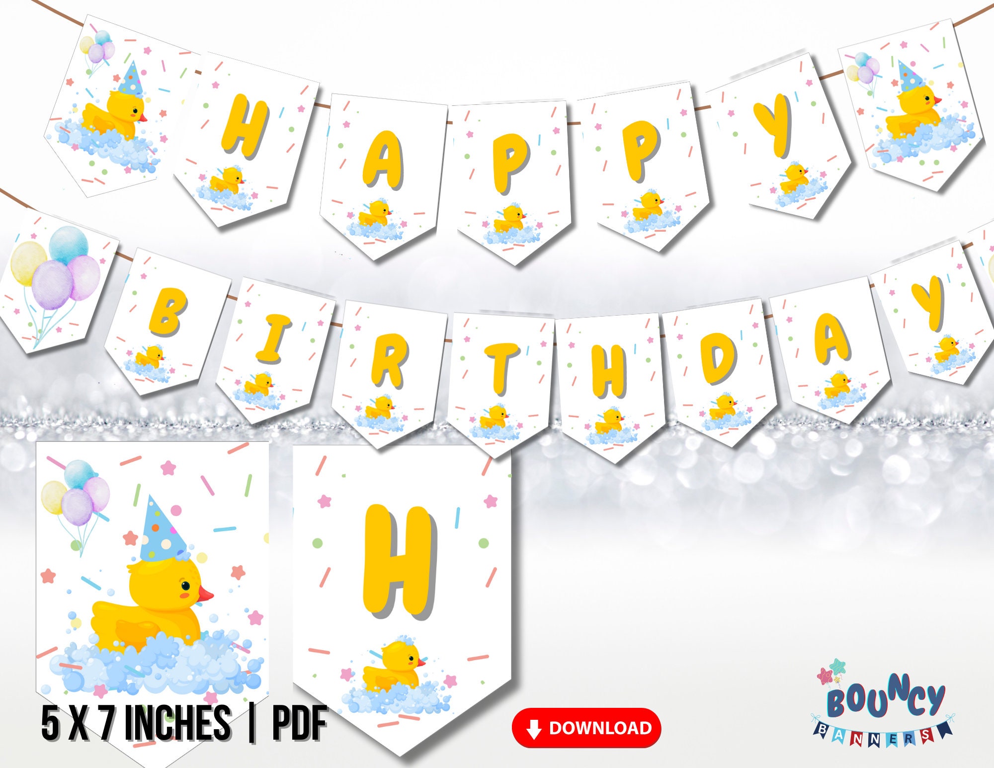 Rubber Duck Birthday Banner Flags - Quack-tastic Celebration Decor ...