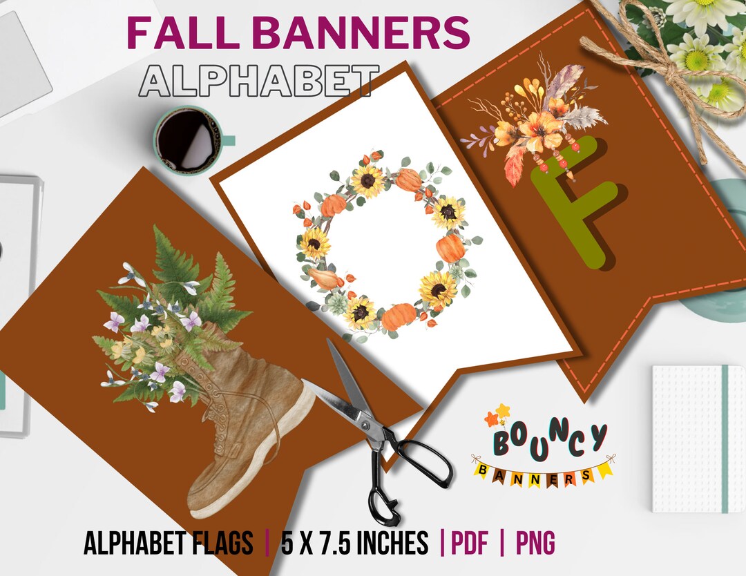 Printable Cozy Fall Alphabet Banner - Earthy Brown & Olive Green ...