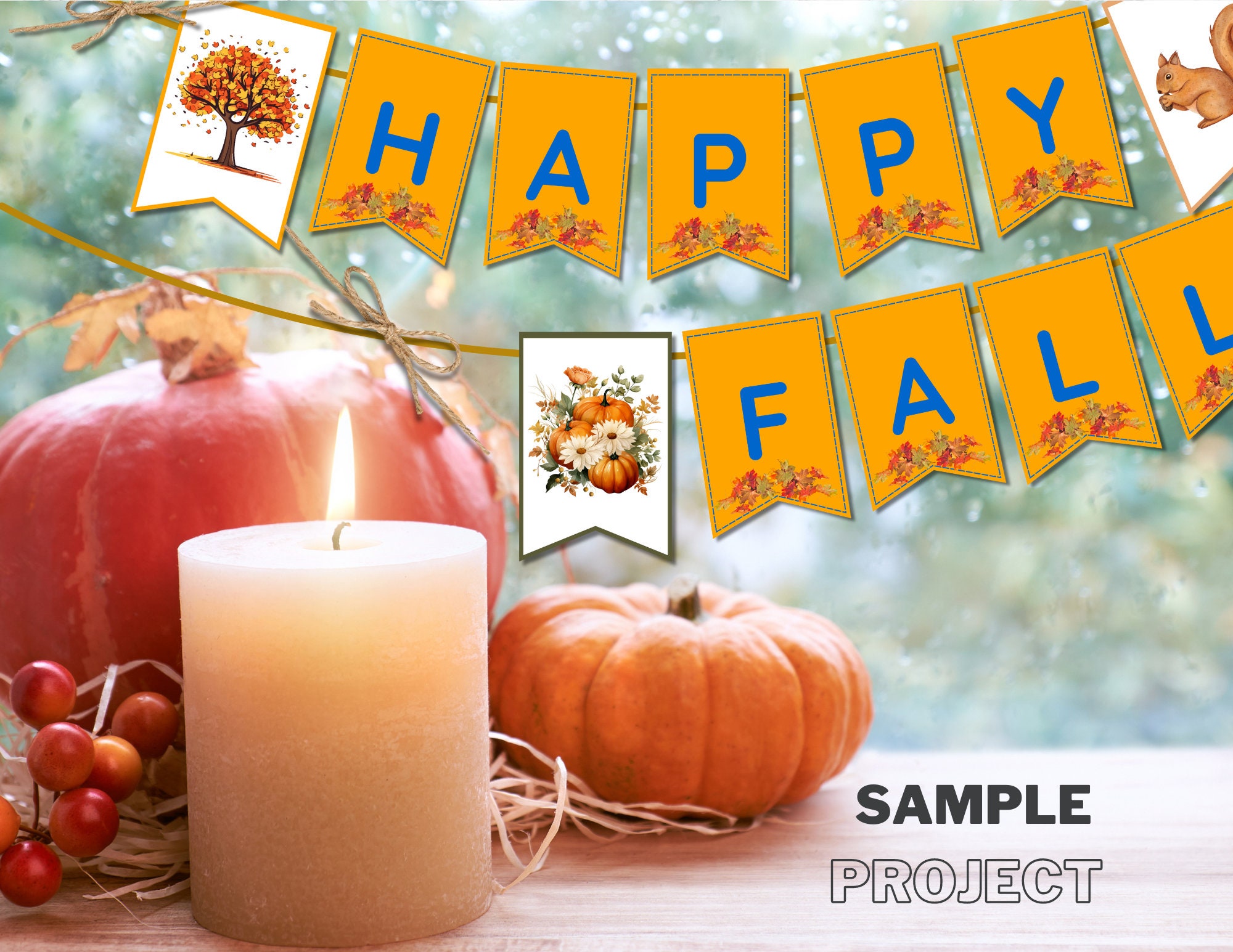 Printable Elegant Fall Alphabet Banner Deep Orange & Silver Instant ...