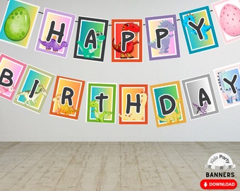 Dinosaur Printable Party Banner, HAPPY BIRTHDAY, Rawr, Instant Download ...