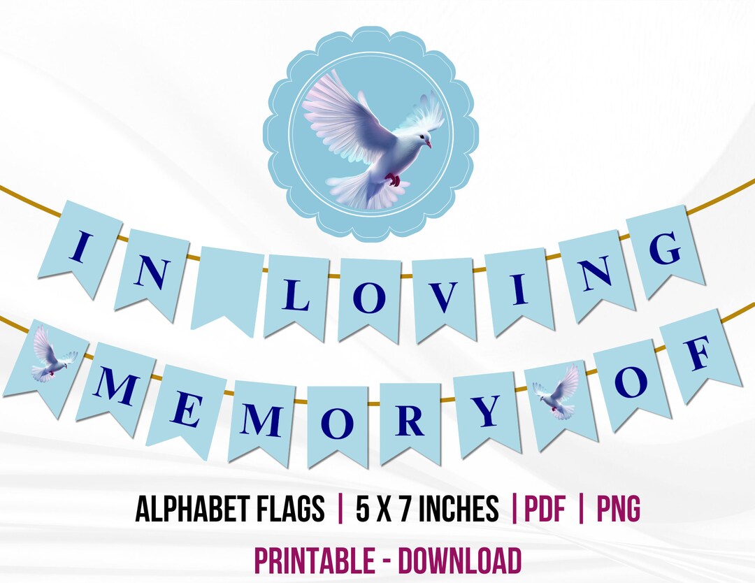 In Loving Memory Printable Banner Flag | 5x7 Memorial Funeral Banner ...