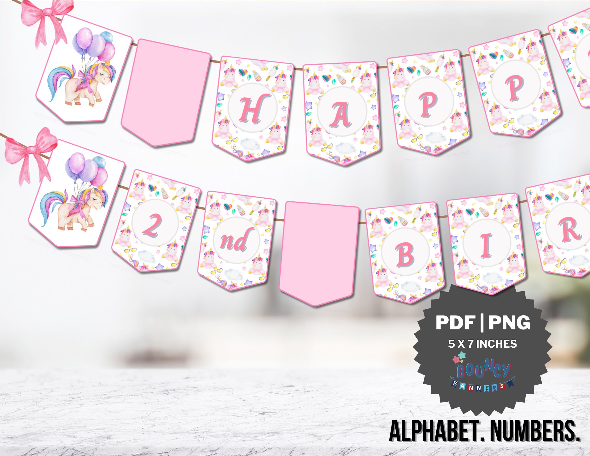 Magical Unicorn Theme Happy Birthday Banner Printable Digital Download ...