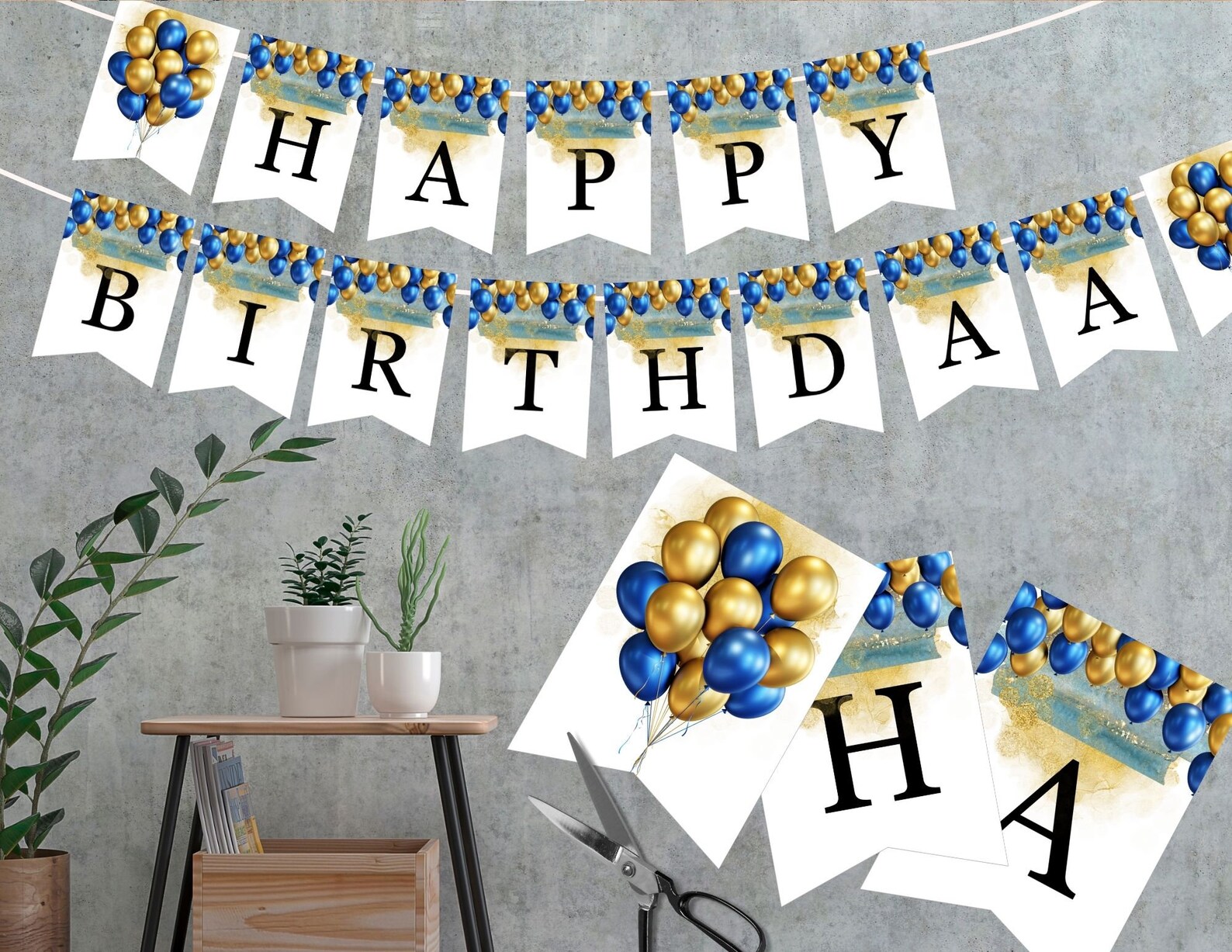 Milestone Celebration: Blue and Gold Birthday Banner for Men and Boys ...