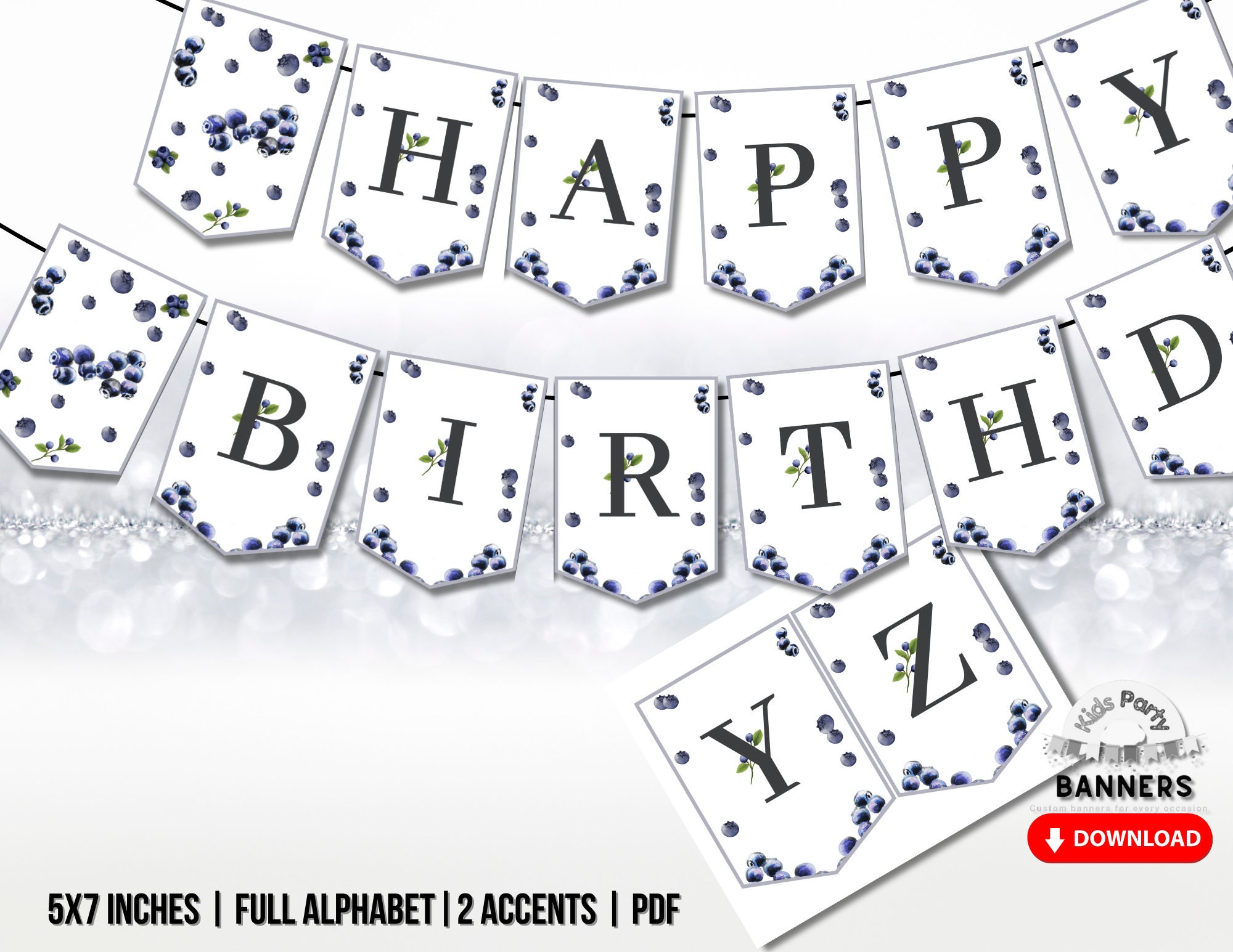 Printable Blueberry Bliss: Instant Download Blueberry Theme Happy ...