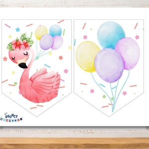 Flamingo Birthday Banner, Printable Flags in PDF | PNG, Cricut Ready ...