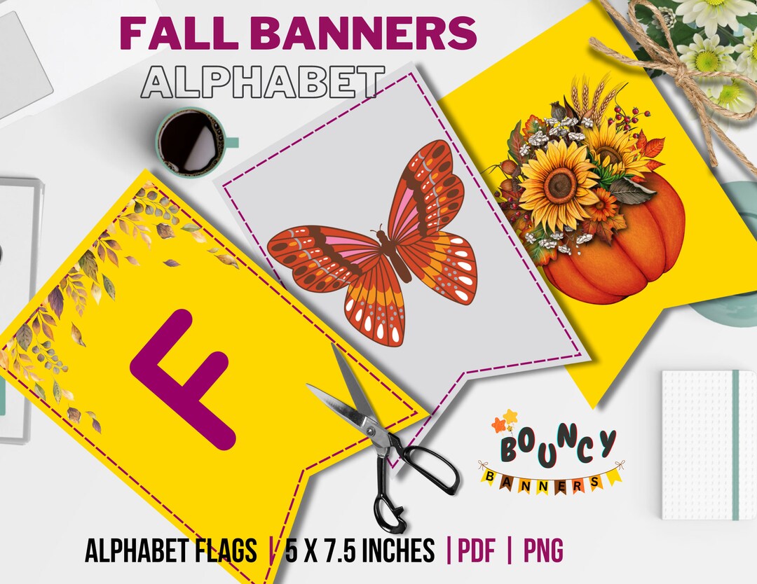 Printable Elegant Fall Alphabet Banner - Golden Yellow & Deep Plum ...