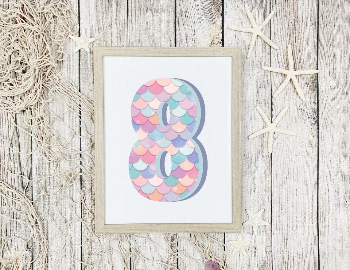 Mermaid Scales Numbers Banner Flags Printable Instant Download PDF ...