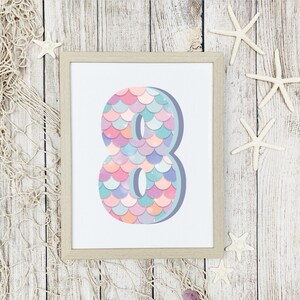 Mermaid Scales Numbers Banner Flags - Printable Instant Download PDF ...