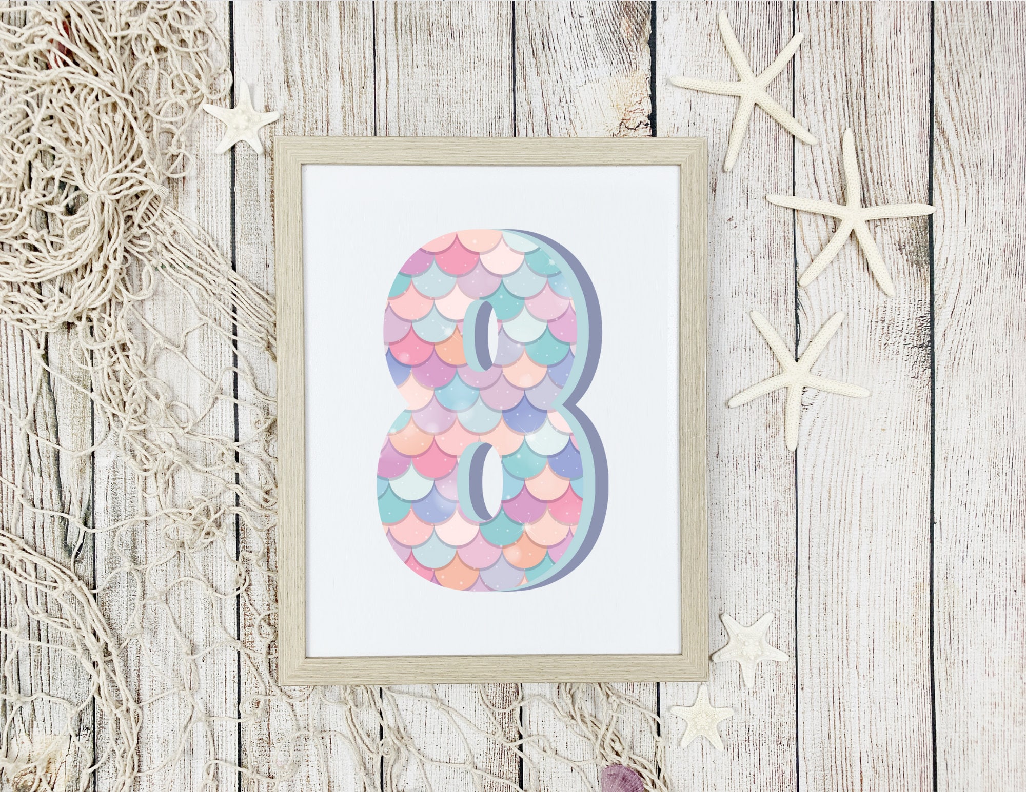 Mermaid Scales Numbers Banner Flags Printable Instant Download PDF ...