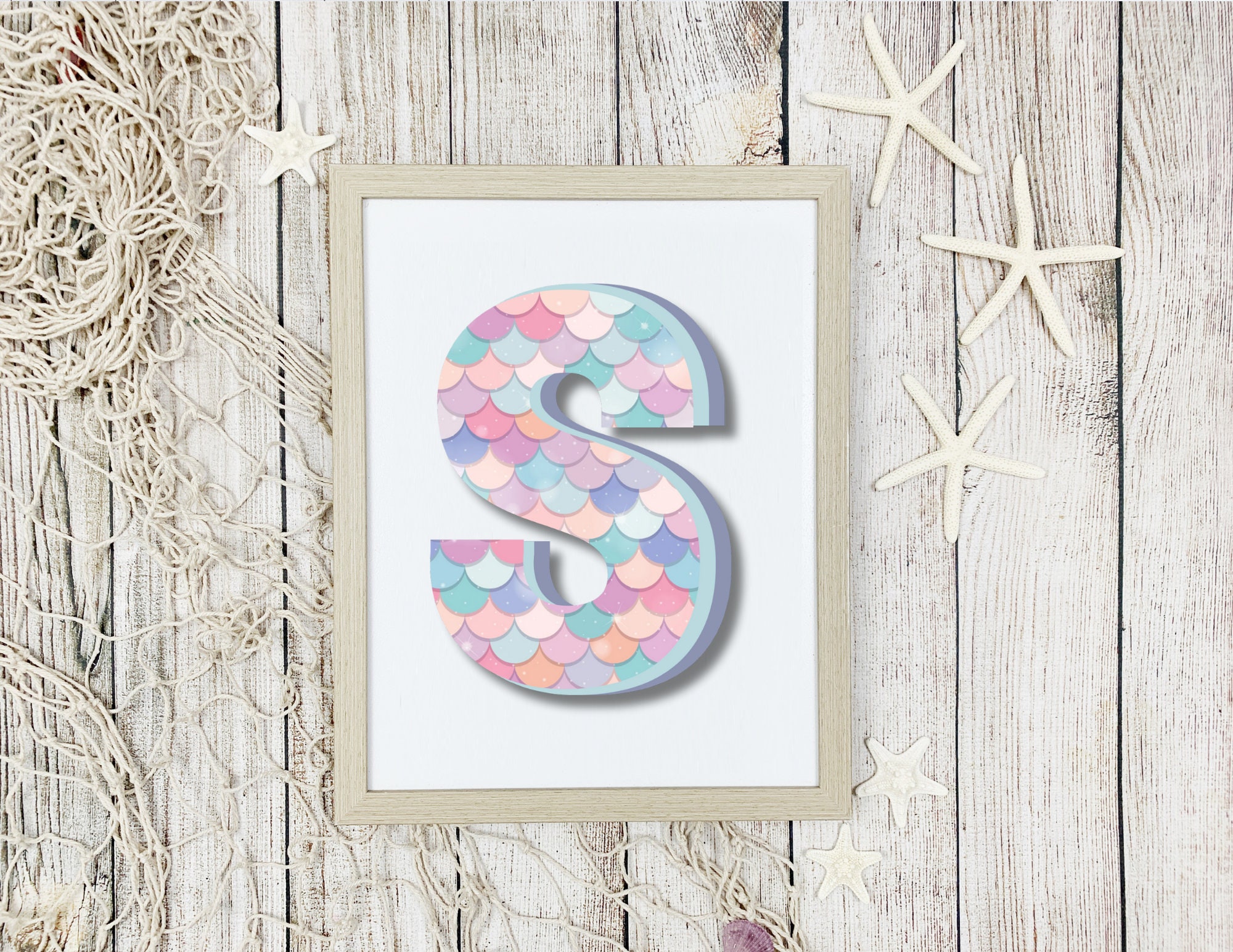 Mermaid Scales Alphabet Banner Flags Printable Instant Download PDF ...