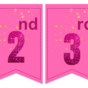 Hot Pink Glitter With Gold Stars Confetti Alphabet and Numbers Party ...