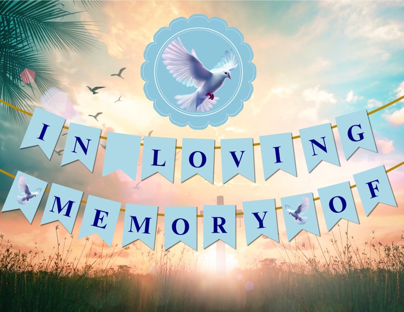 In Loving Memory Printable Banner Flag 5x7 Memorial Funeral Banner With ...
