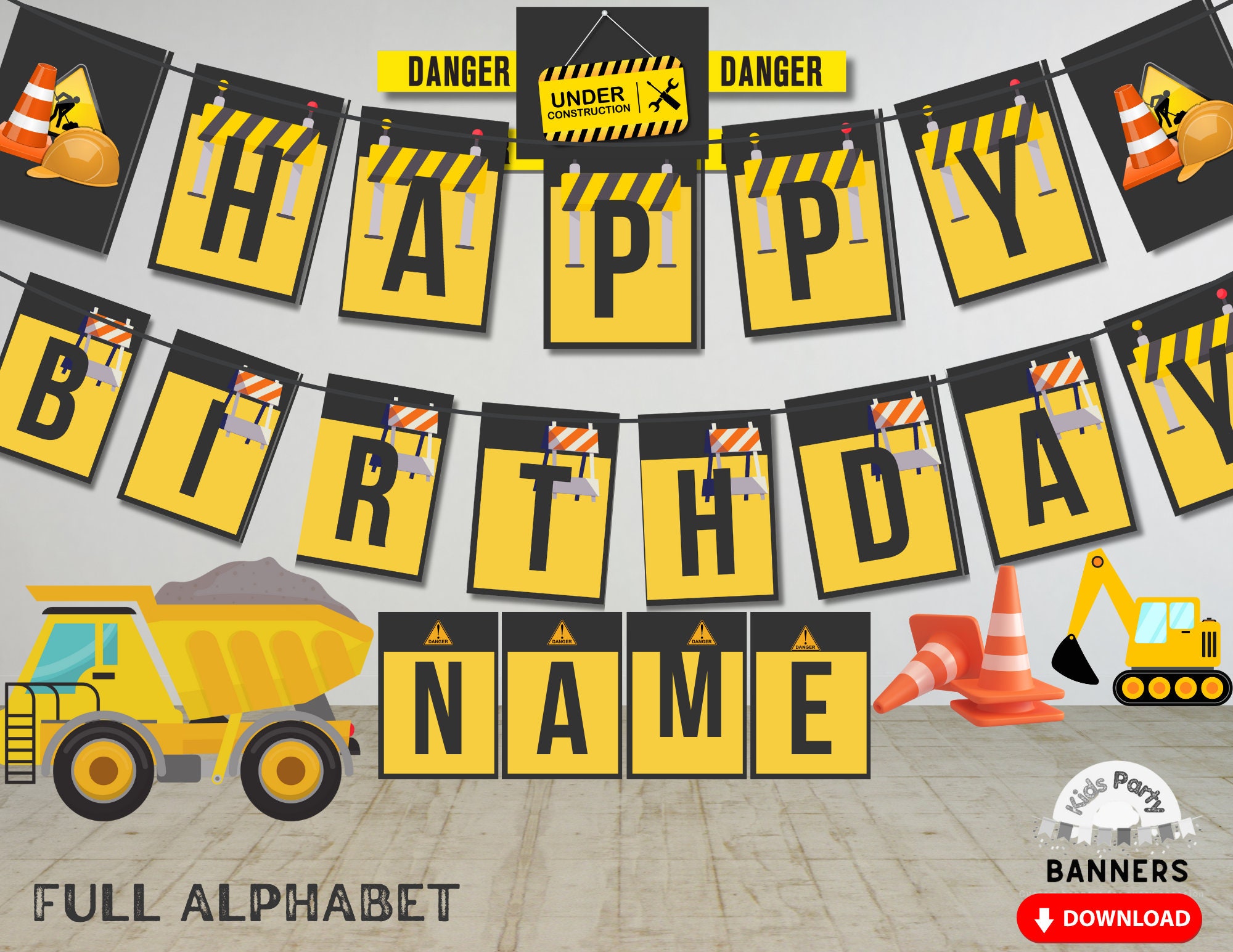 Construction Birthday Banner | Construction Party Banner | Construction ...