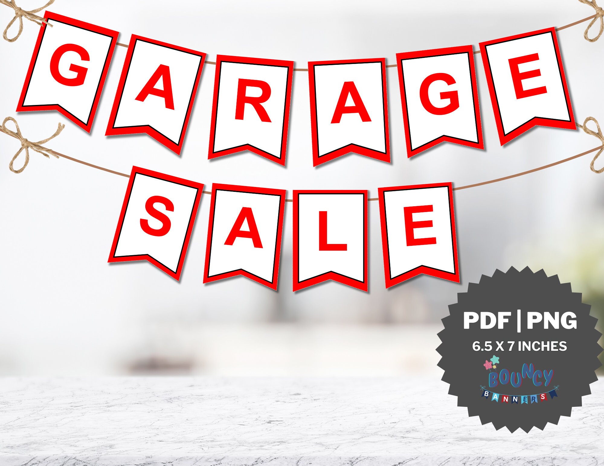 Garage Sale Banner Flags - Printable Digital Download - Bright Red ...
