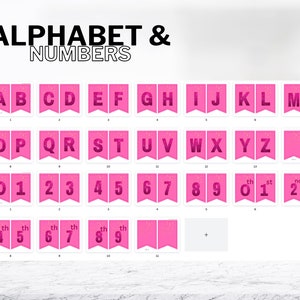 Hot Pink Glitter With Gold Stars Confetti Alphabet and Numbers Party ...