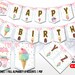 Ice Cream Shop Theme Happy Birthday Banner | Pink Ice Cream Birthday ...