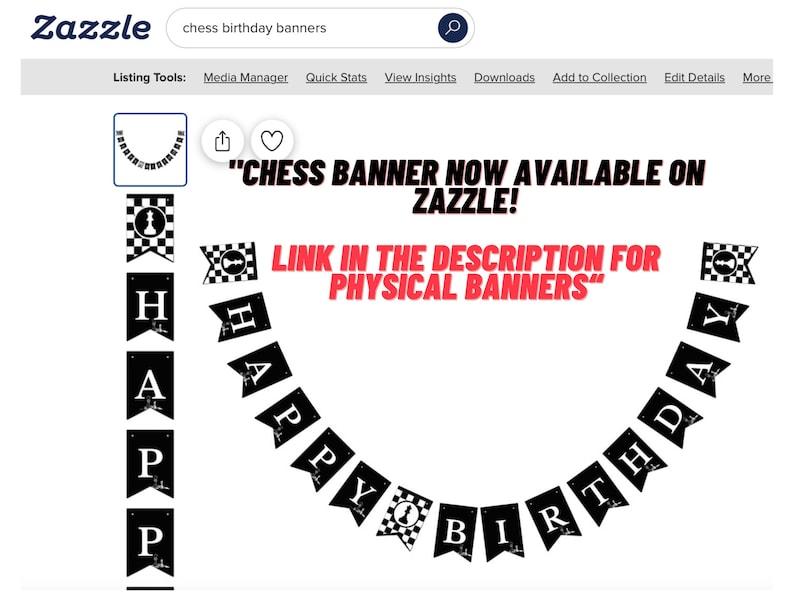 Digital Chess Party Banner: Instant Download Printable With Alphabet ...