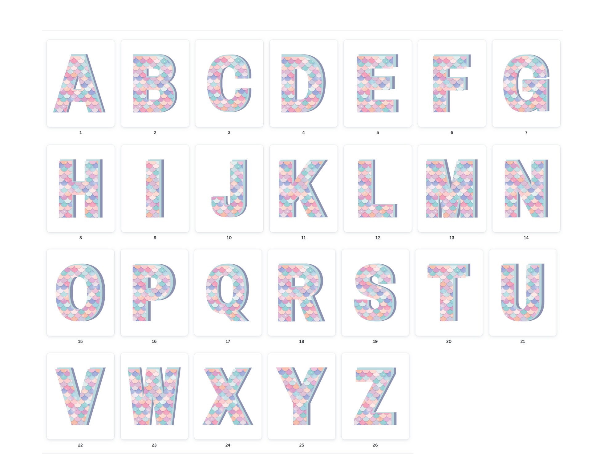 Mermaid Scales Alphabet Banner Flags Printable Instant Download PDF ...