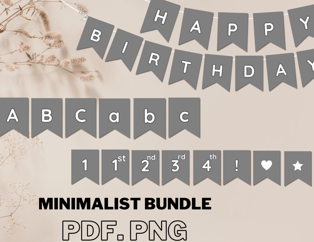 Minimalistic Birthday Banner Design | Sleek Modernity | PNG and PDF ...