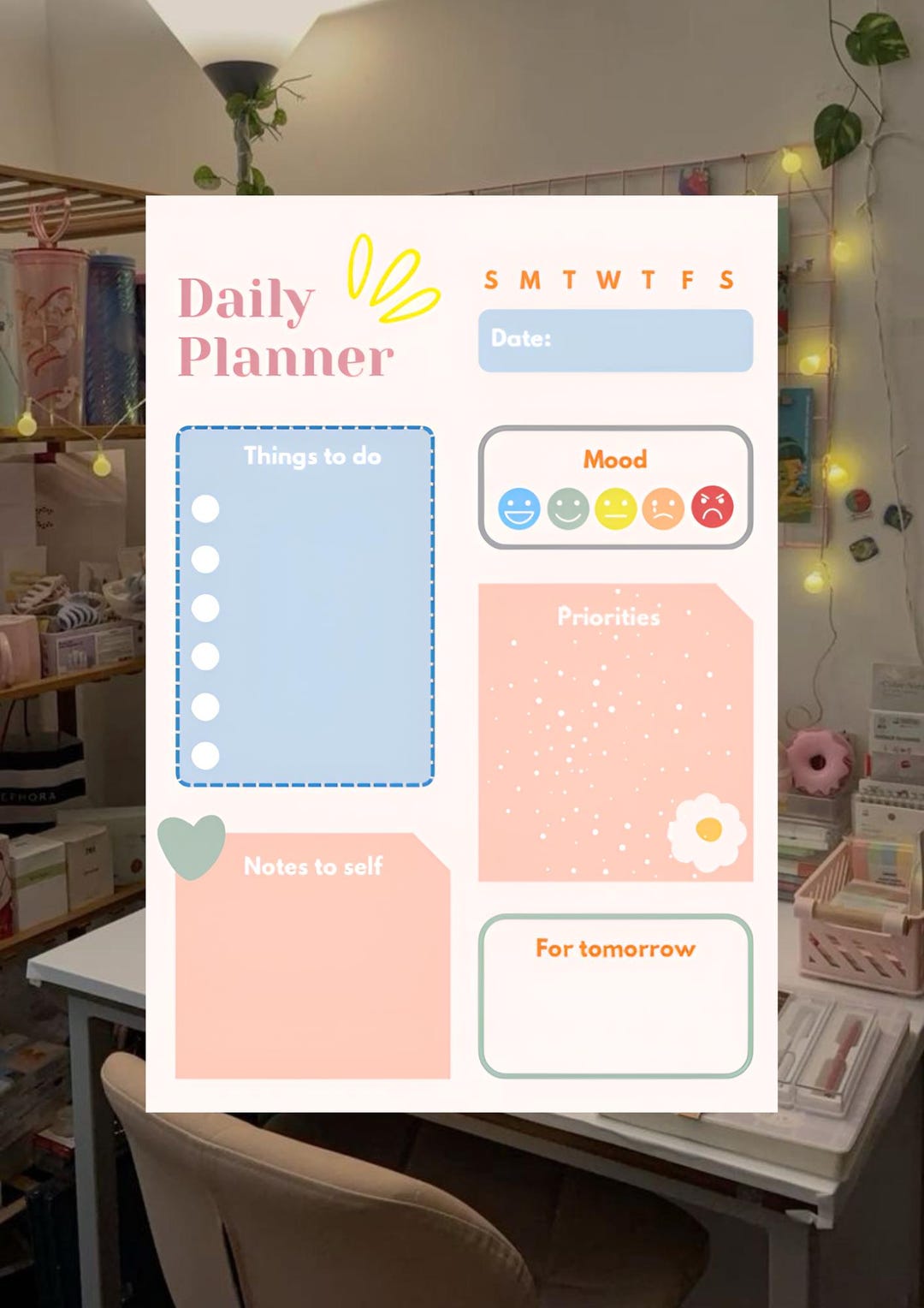 Editable & Printable Daily Planner Template : Digital Download PDF Organizer - Etsy