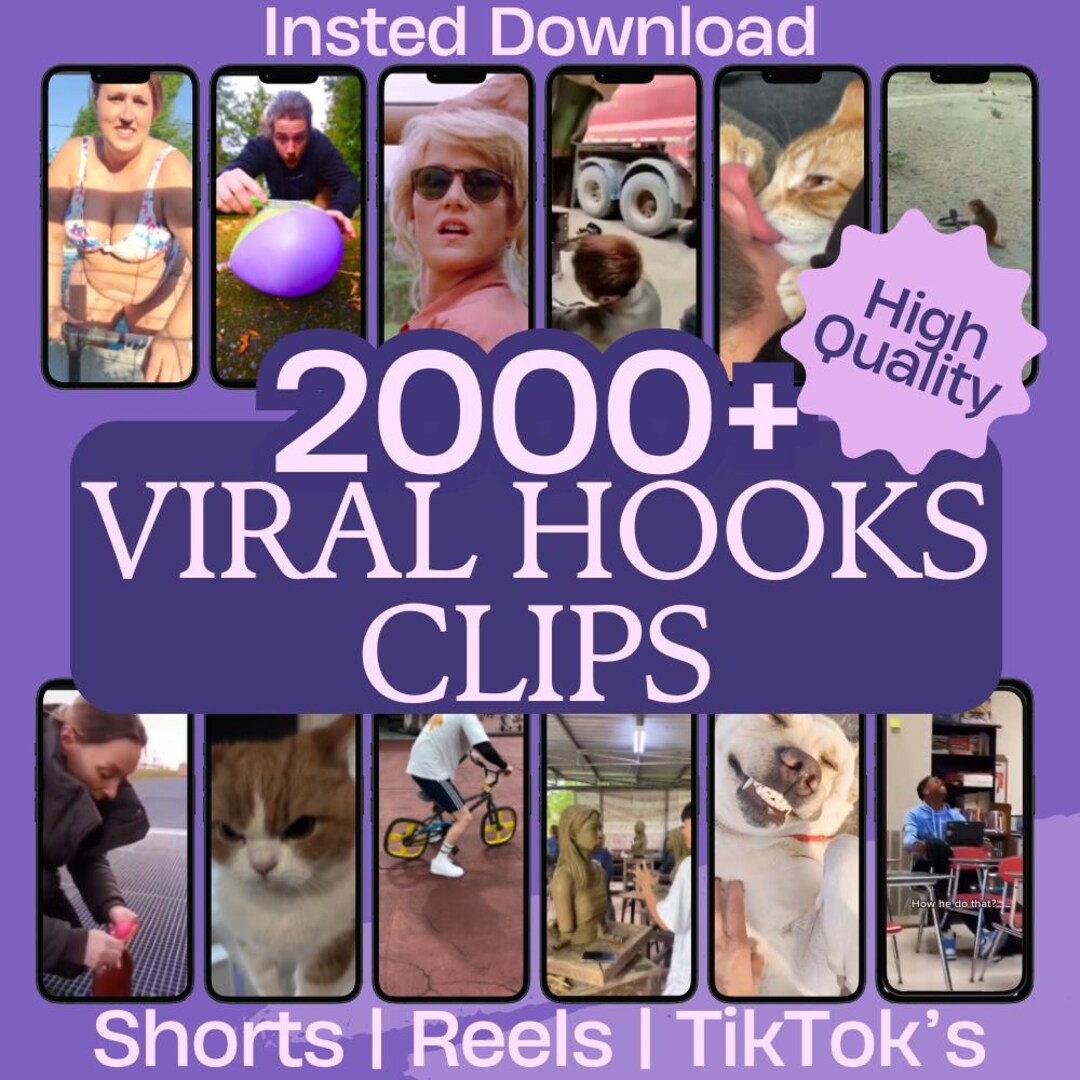 2000+ Viral Hooks Clips Bundle | Trending Videos | Tiktok , Instagram , Youtube |attention ...