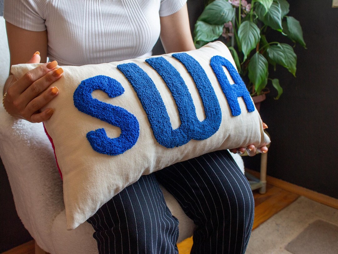 Personalized Monogram Embroidered Pillow, Monogrammed Punch Needle ...