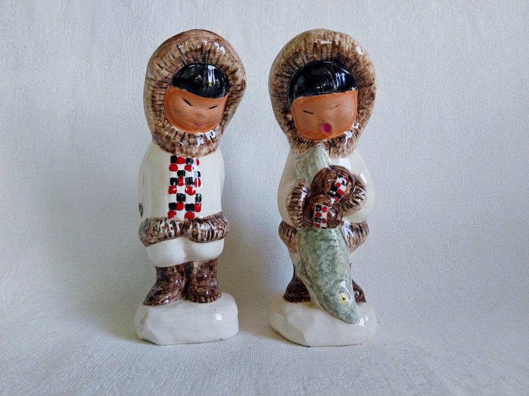 Vintage Eskimo Figurines Two Ceramic Eskimo Figures - Etsy