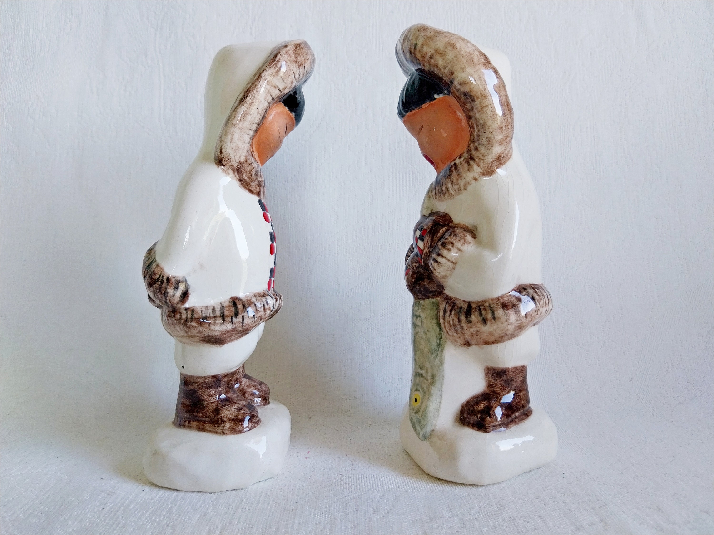 Vintage Eskimo Figurines Two Ceramic Eskimo Figures - Etsy